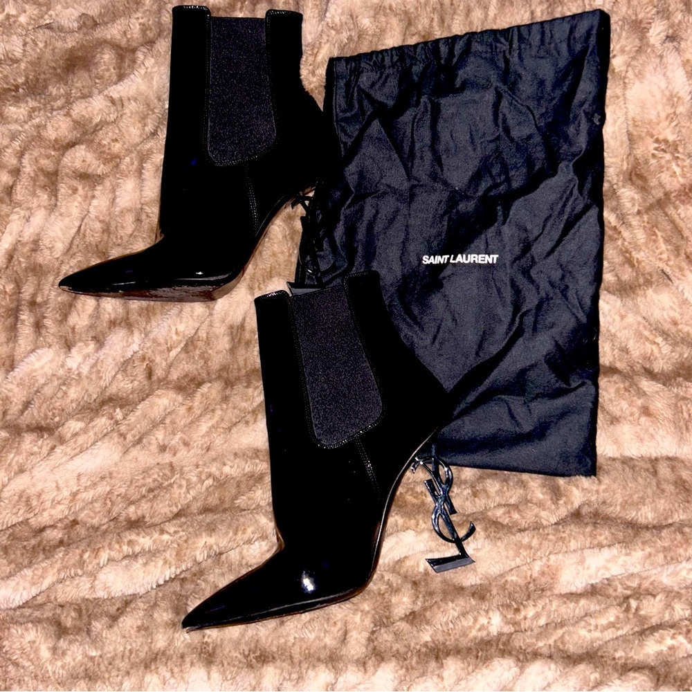 Saint Laurent Patent Opyum 110 Booties - Gem